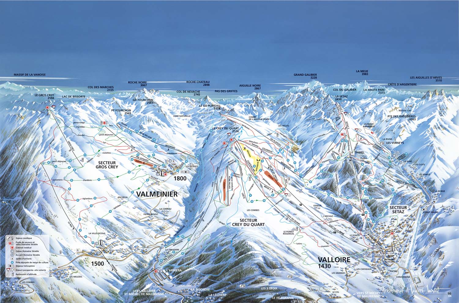 Valmeinier Pistekaart / Spoorkaart